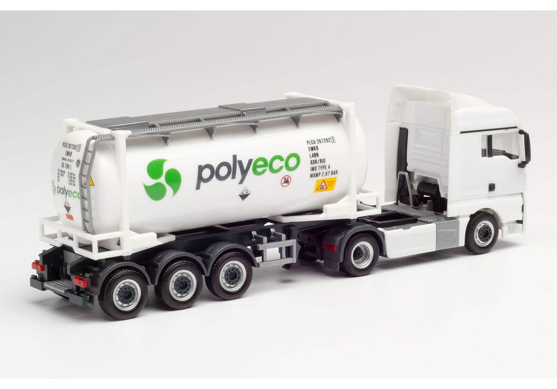 Herpa MAN TGX XLX Euro 6c swap container semitrailer "Polyeco" 311694