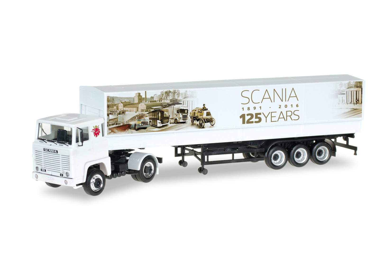 Herpa Scania 141 canvas semitrailer "125 Jahre Scania" 306430