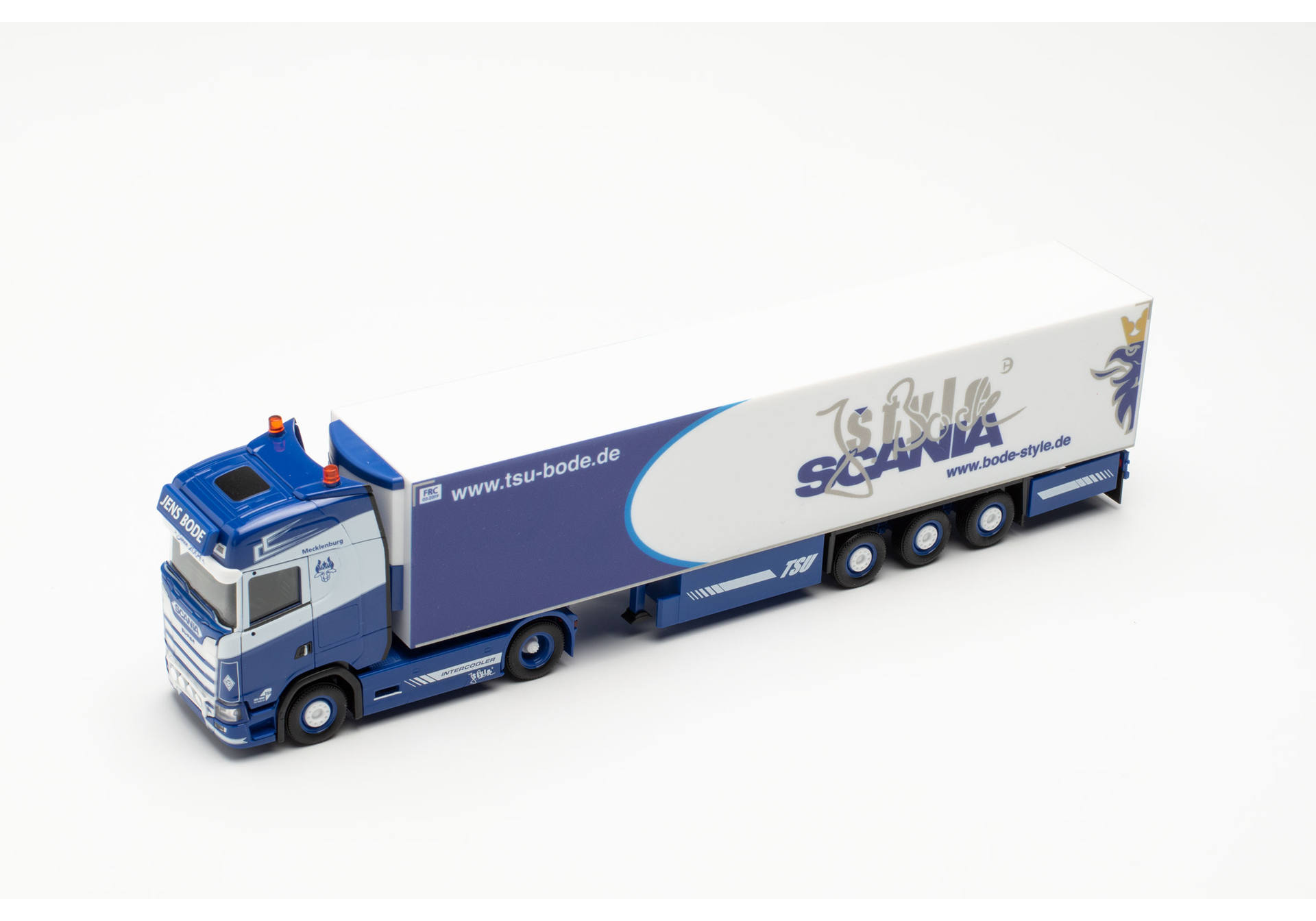 Herpa Scania CS 20 high roof refrigerated box semitrailer “TSU Bode” 314466