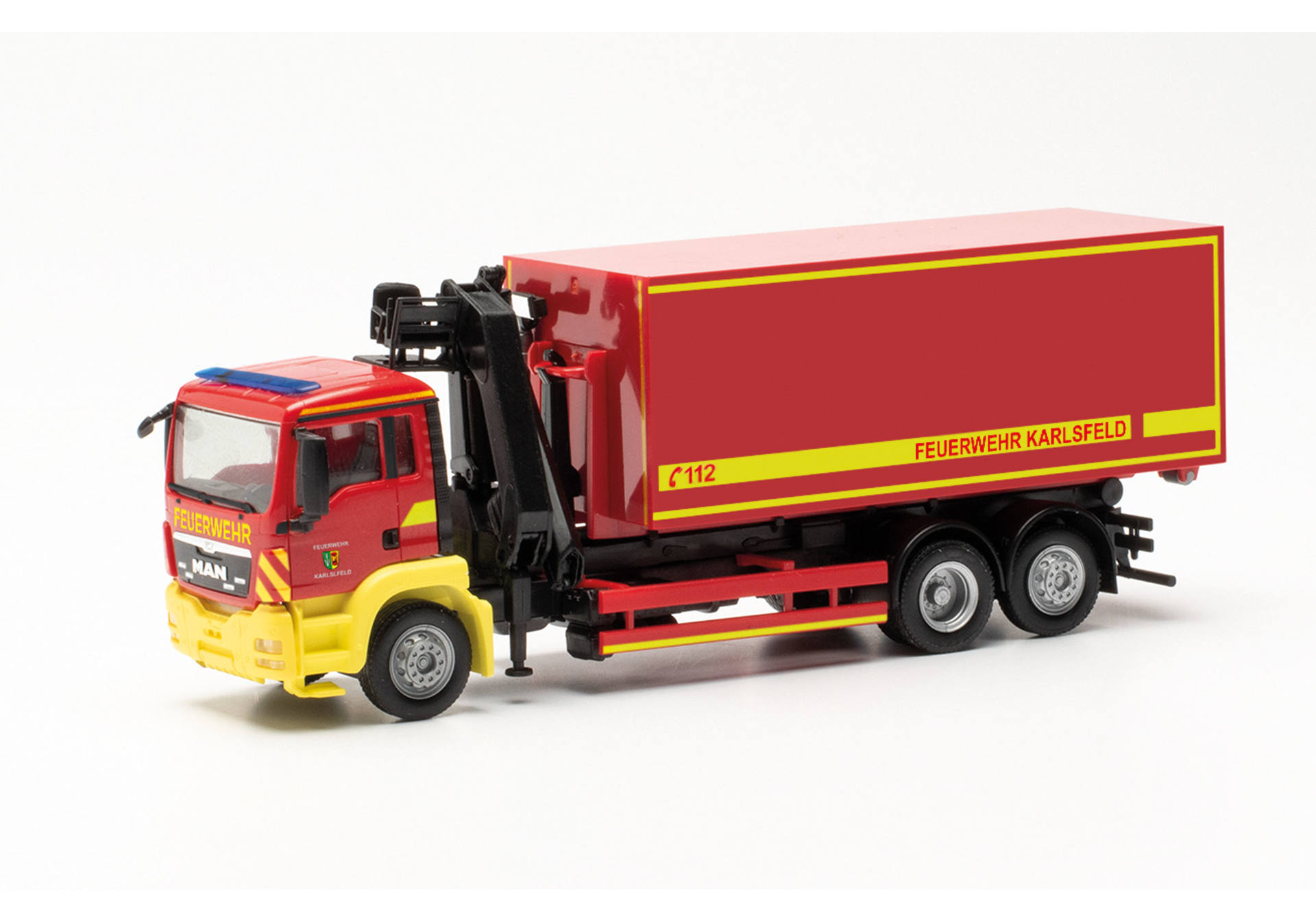 Herpa MAN TGS M interchangeable loader truck with crane Karlsfeld fire ...