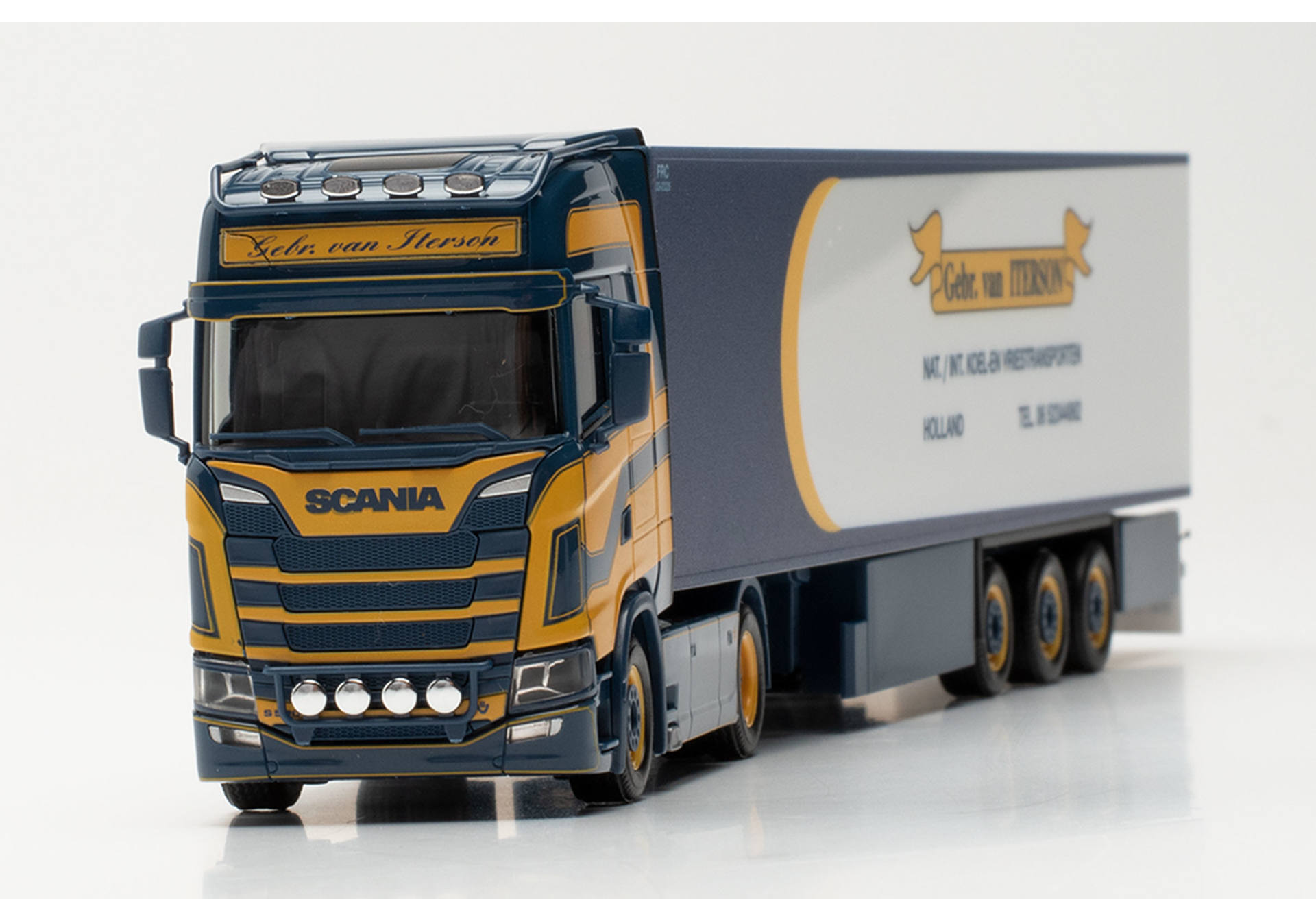 Herpa Scania CS 20 high roof refrigerated box semitrailer “Gebr. van ...