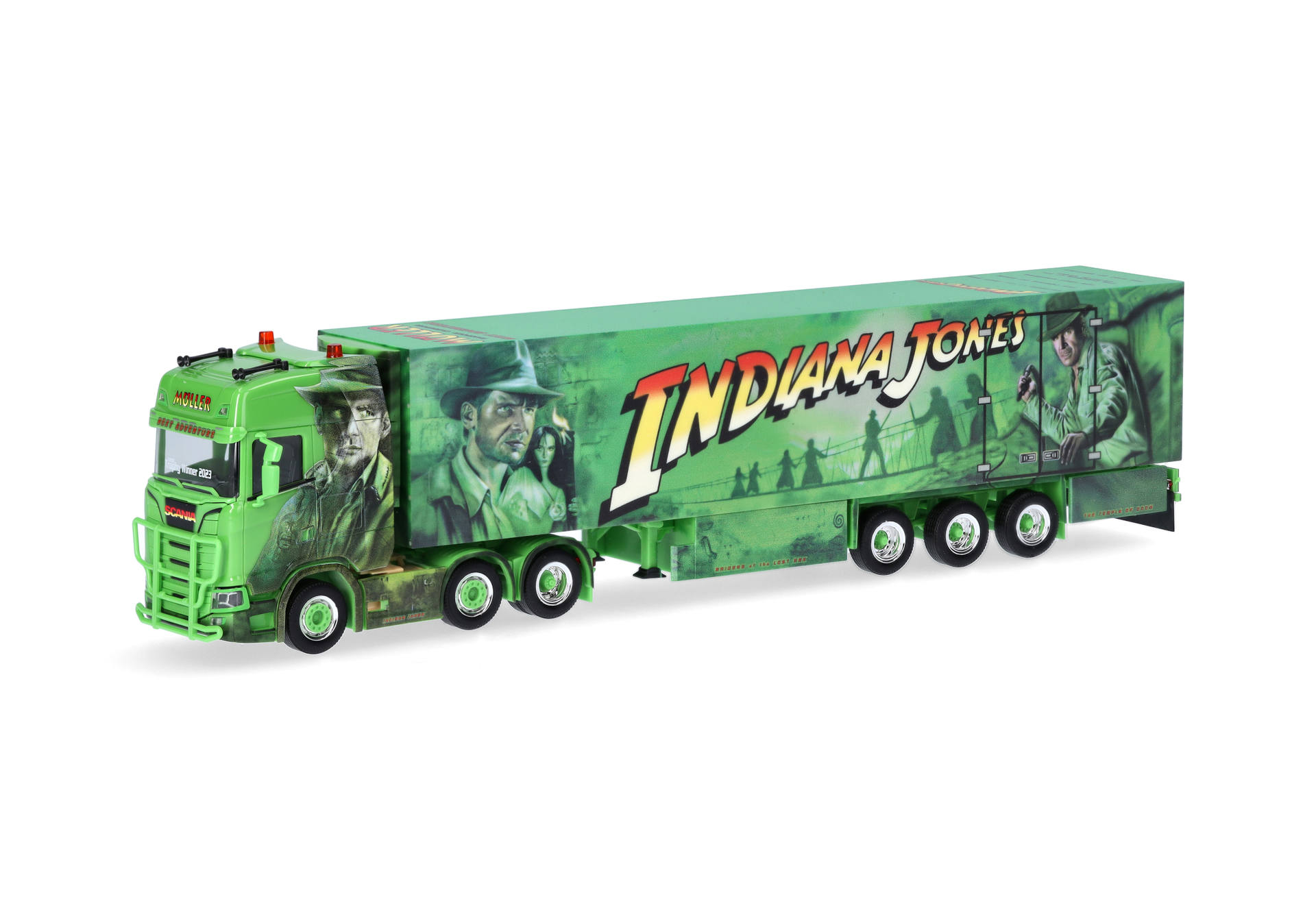 Scania CS 20 HD refrigerated box semitrailer "Müller/Indiana Jones ...