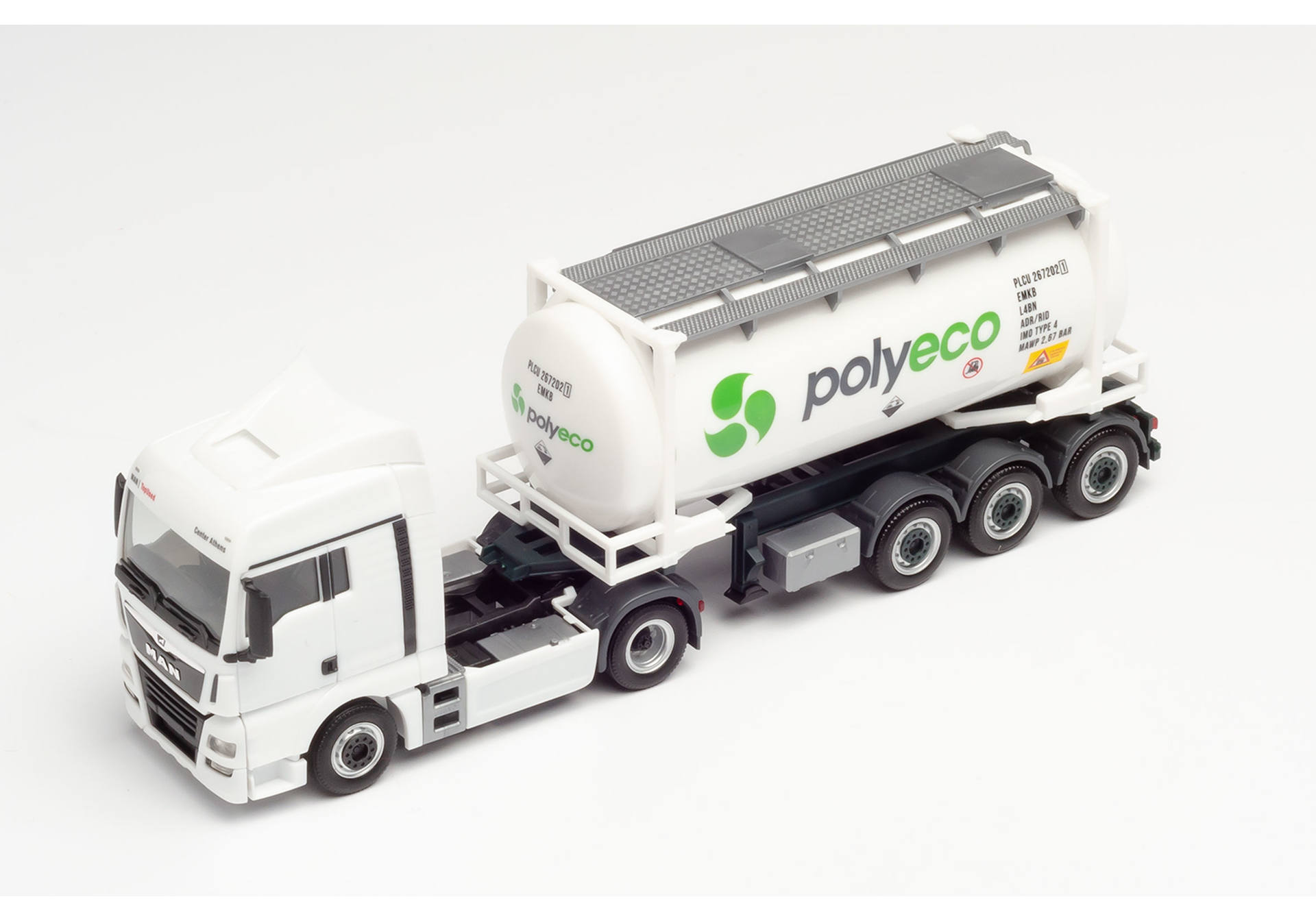 Herpa MAN TGX XLX Euro 6c swap container semitrailer "Polyeco" 311694