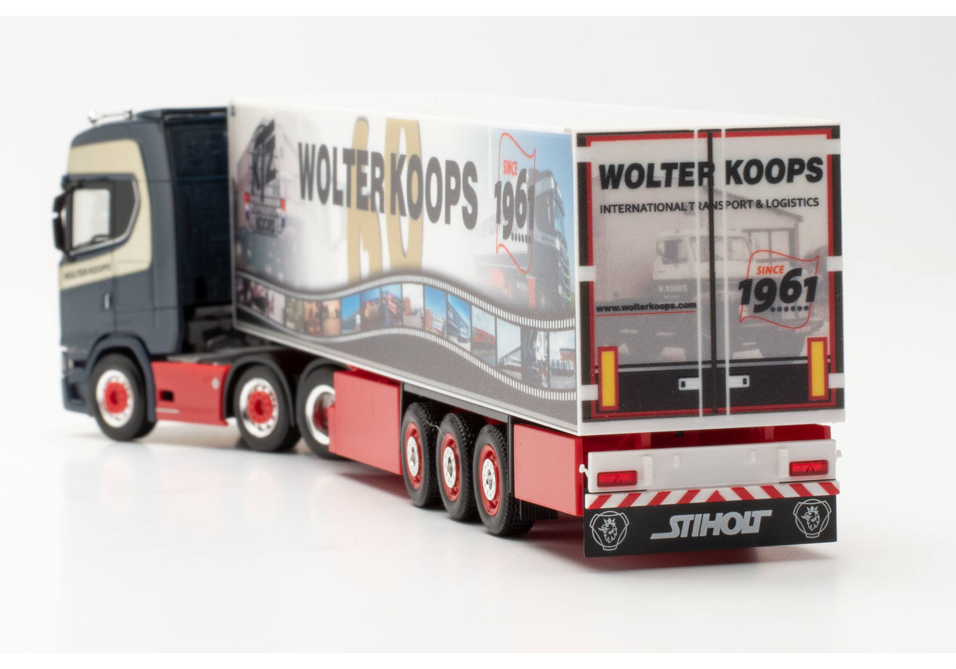 Herpa Scania CS 20 high roof 6×2 refrigerated box semitrailer “Wolter ...