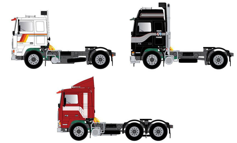 Herpa Set three Volvo rigid tractor, Typ: F10, F12, F16 80468619