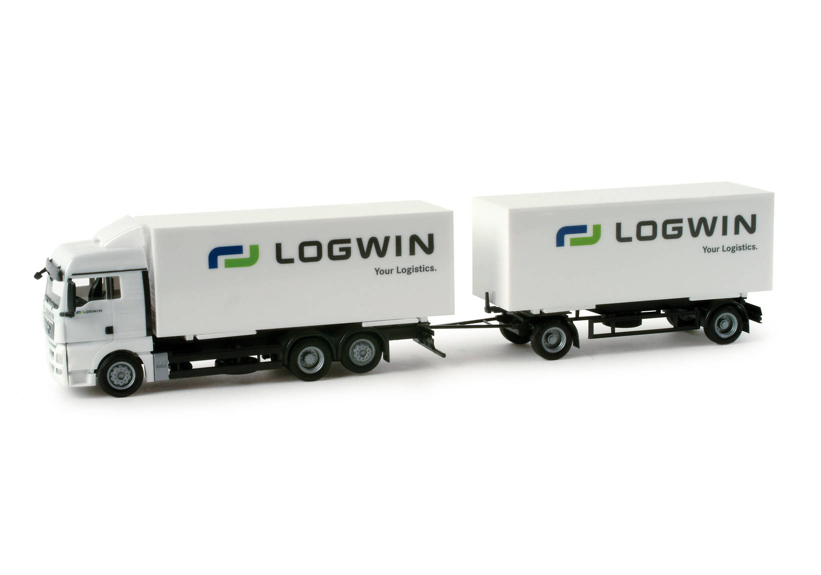 Herpa MAN TGX XLX interchangeable box trailer "Logwin" 297035