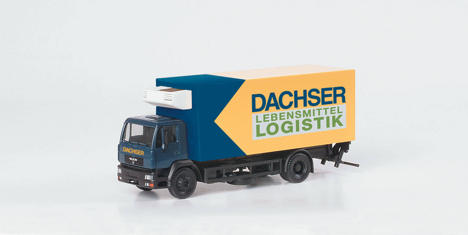 Herpa MAN M2000 box trailer 2a with liftgate "Dachser" 150088