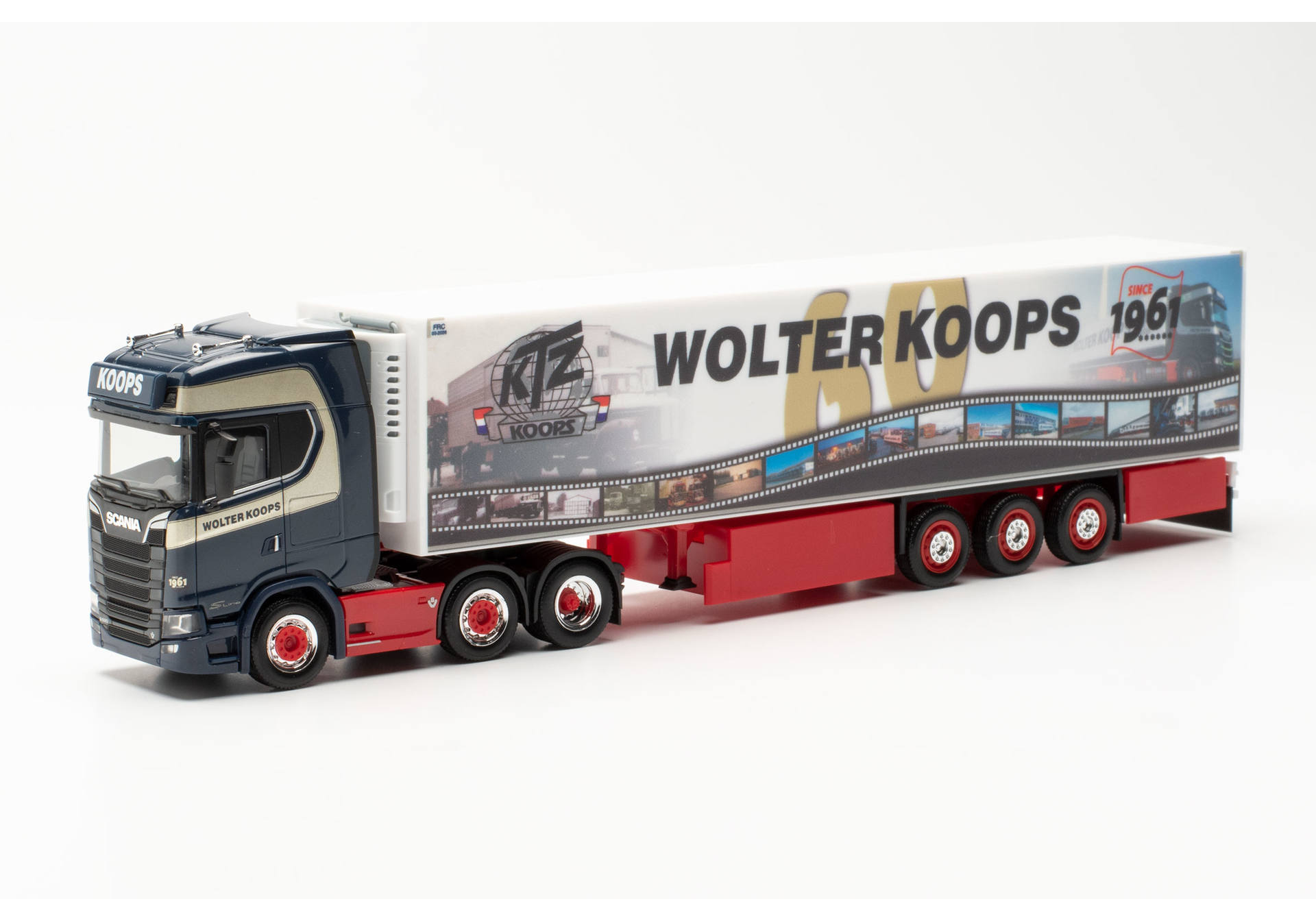 Herpa Scania CS 20 high roof 6×2 refrigerated box semitrailer “Wolter ...