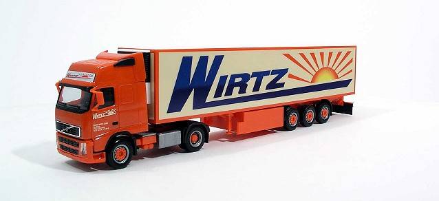 Herpa Volvo FH GL box semitailer "Wirtz" 195621