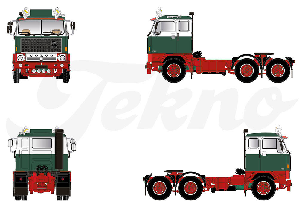 Herpa Volvo F 89 6x4 rigid tractor TPB, green/red 80469431