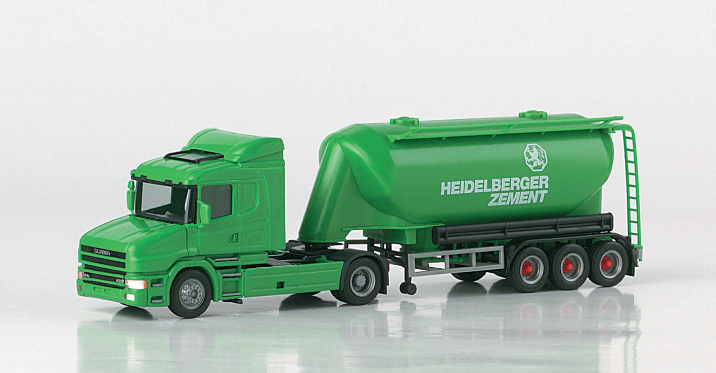 Herpa Scania conventional bulk silo semitrailer "Heidelberger Zement ...