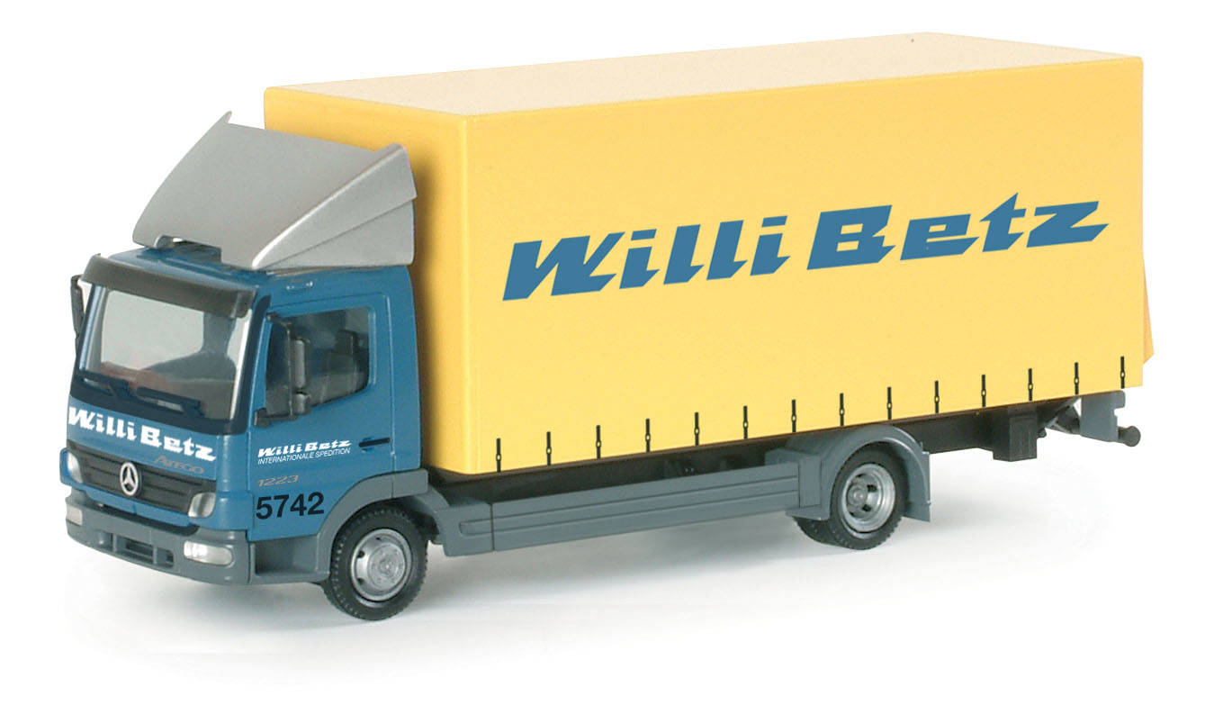Herpa Mercedes-Benz Atego canvas trailer with liftgate "Willi Betz" 151542
