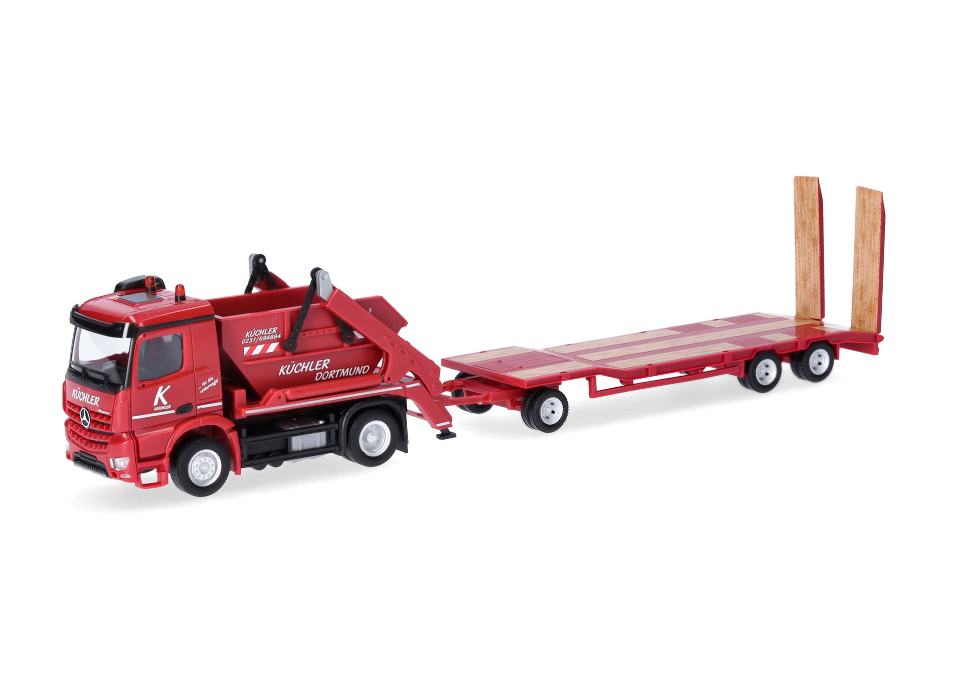 Mercedes-Benz Arocs M Absetzkipper-LKW AK 12 mit TU-3 Tiefladeanhänger ...