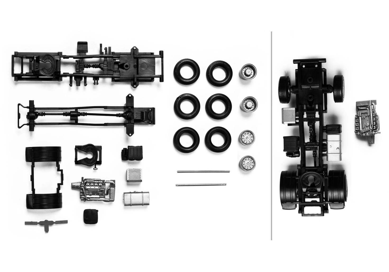 Herpa chassis for tractor Mercedes-Benz 2-axle all-wheelContent: 2 pcs ...
