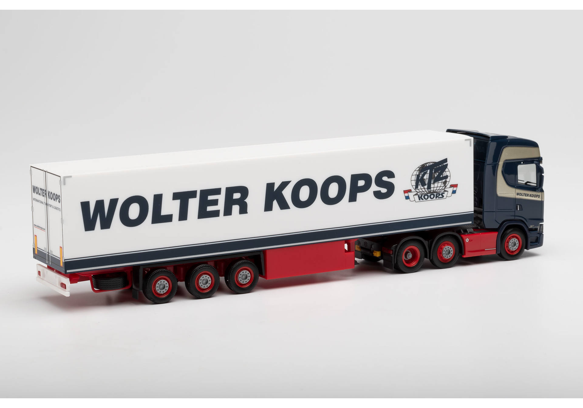 Herpa Scania CS 20 HD 6x2 refrigerated box semitrailer „Wolter Koops ...