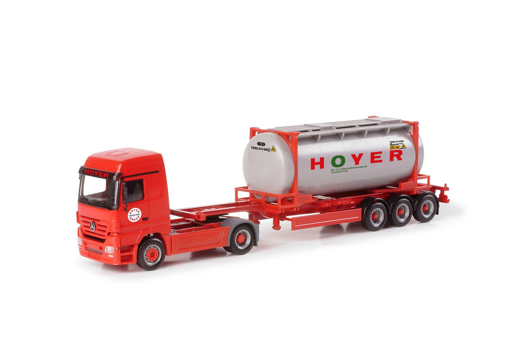 Herpa Mercedes-Benz Actros LH '02 tank container semitrailer "Hoyer" 150712