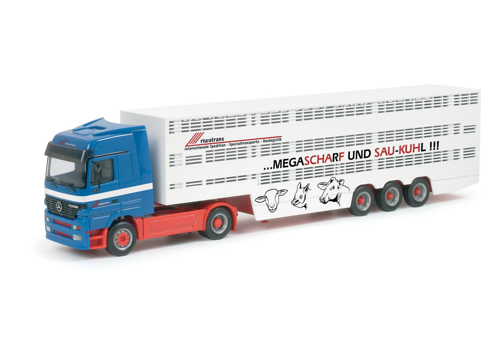 Herpa Mercedes-Benz Actros LH cattle transporter semitrailer "Riwatrans ...