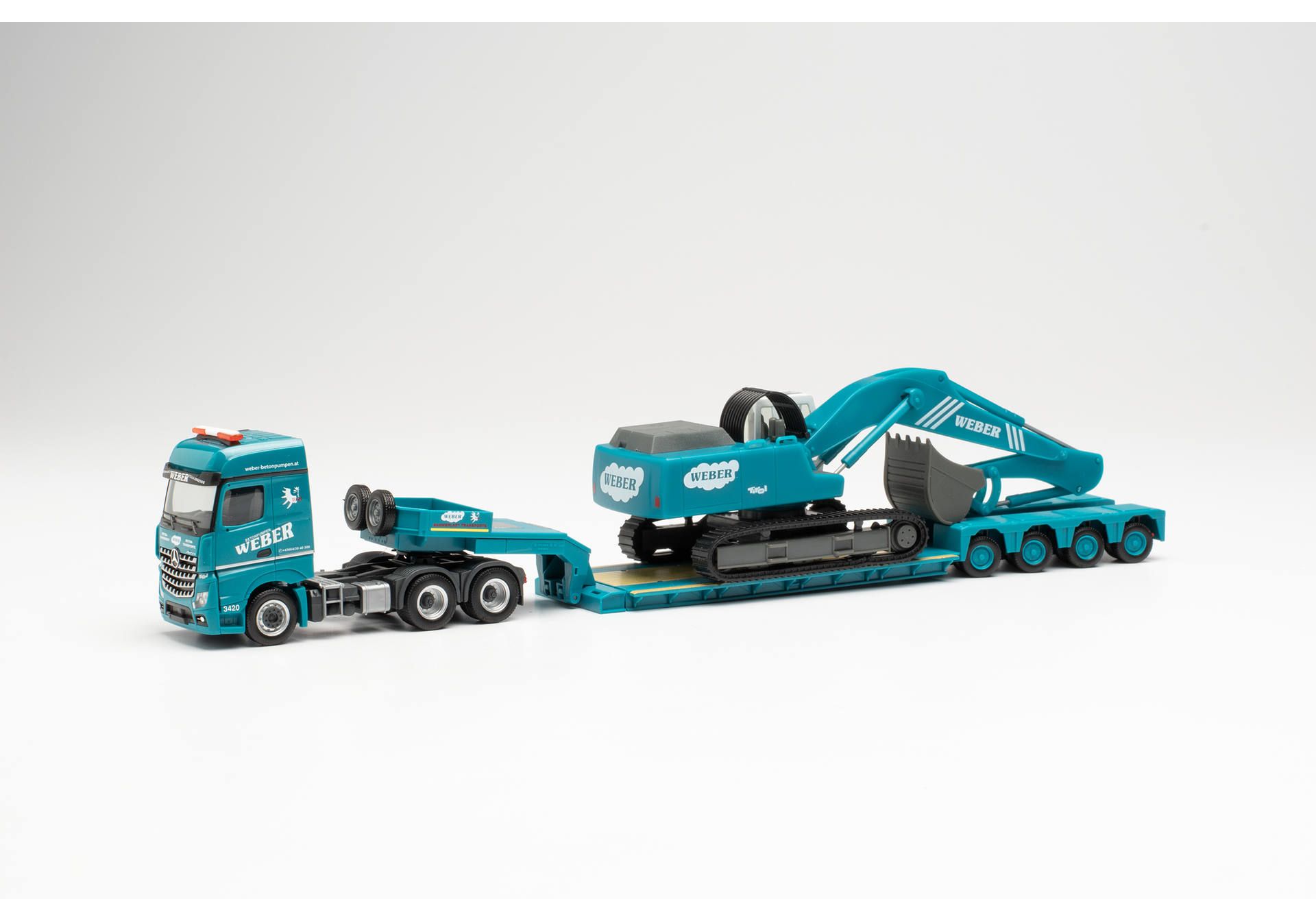 Herpa Mercedes-Benz Arocs 6x4 Tieflade-Sattelzug mit Bagger ...