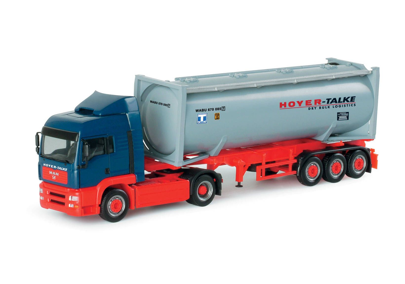 Herpa MAN TGA LX 30ft. silo container semitrailer "Hoyer-Talke" 151085