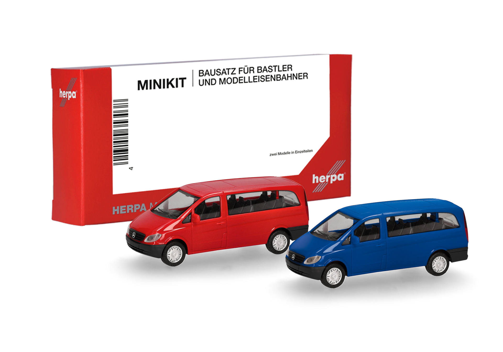 Herpa MiniKit: Mercedes-Benz Vito bus, red and ultra marine blue (2 ...