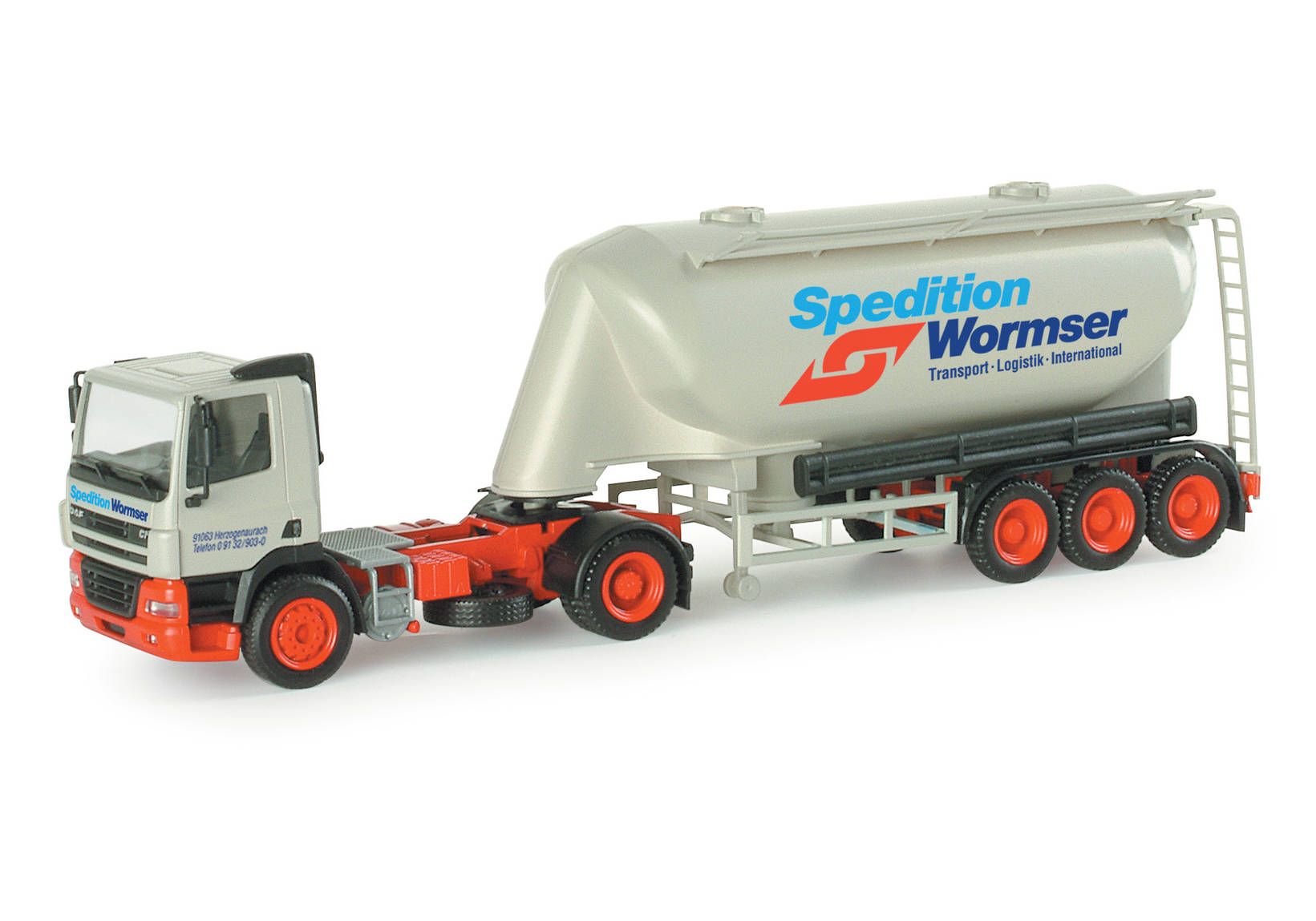 Herpa DAF CF silo semitrailer "Wormser" 154093