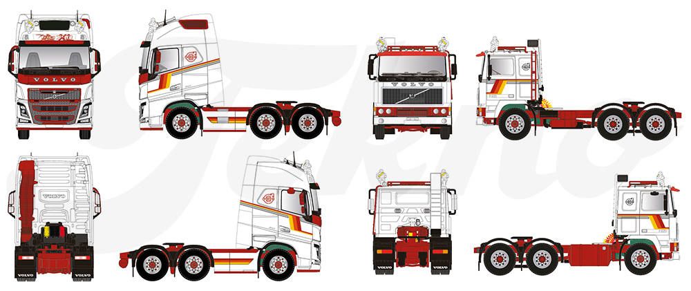 Herpa Set Volvo F 12 and Volvo FH Gl. rigid tractors "Volvo Old School ...