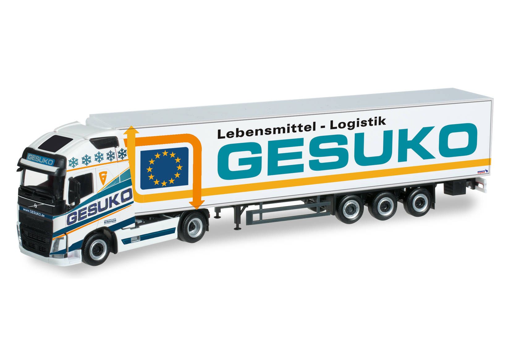 Herpa Volvo FH Gl. refrigerated box trailer "Gesuko" 303804