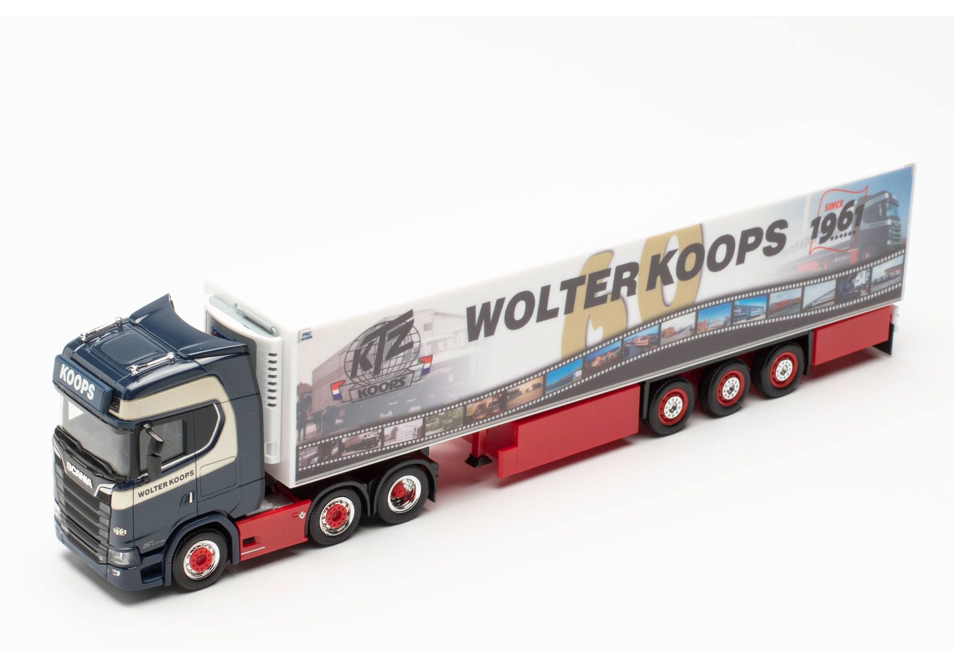 Herpa Scania CS 20 high roof 6×2 refrigerated box semitrailer “Wolter ...
