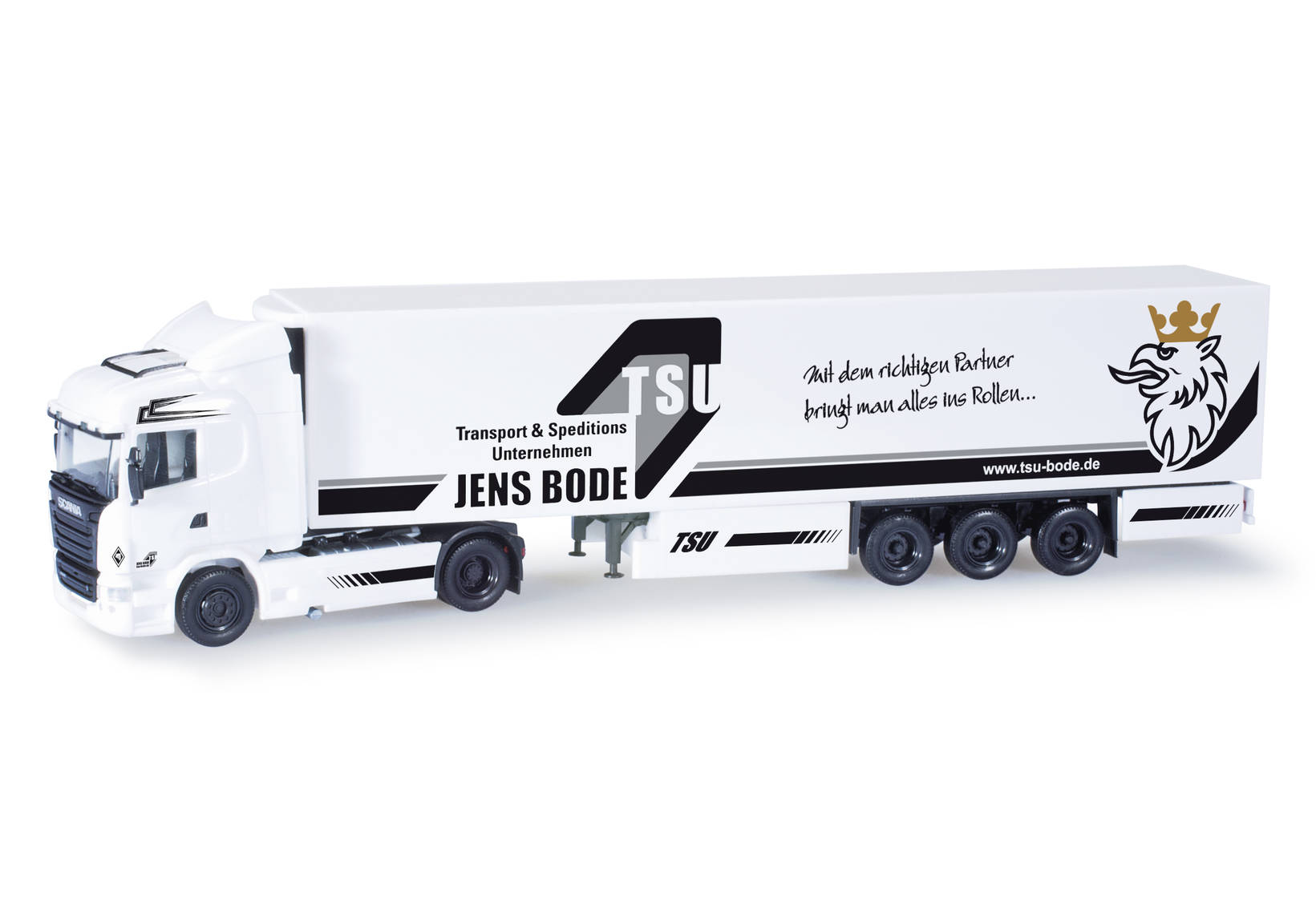 Herpa Scania R HL refrigerated box semitrailer "TSU Bode" 159647